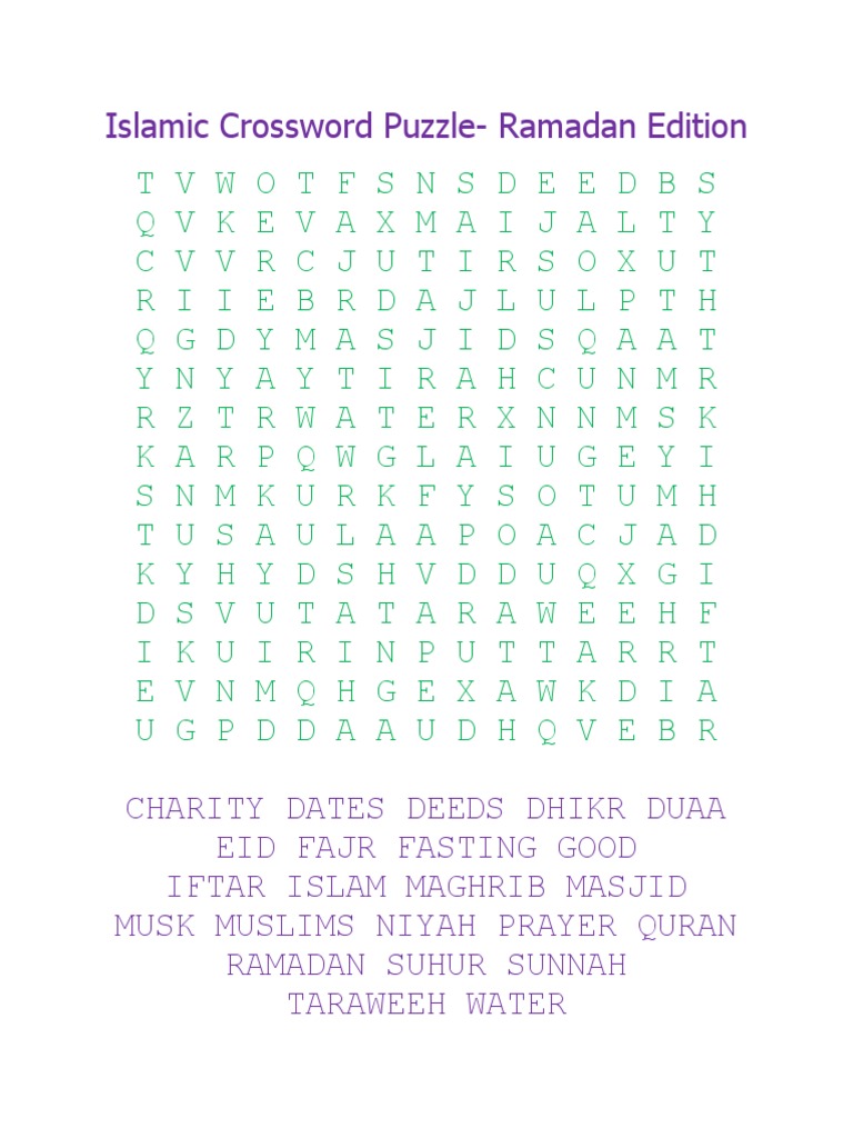 Islamic Crossword Puzzle-Ramadan Edition | PDF | Politics | Religion ...