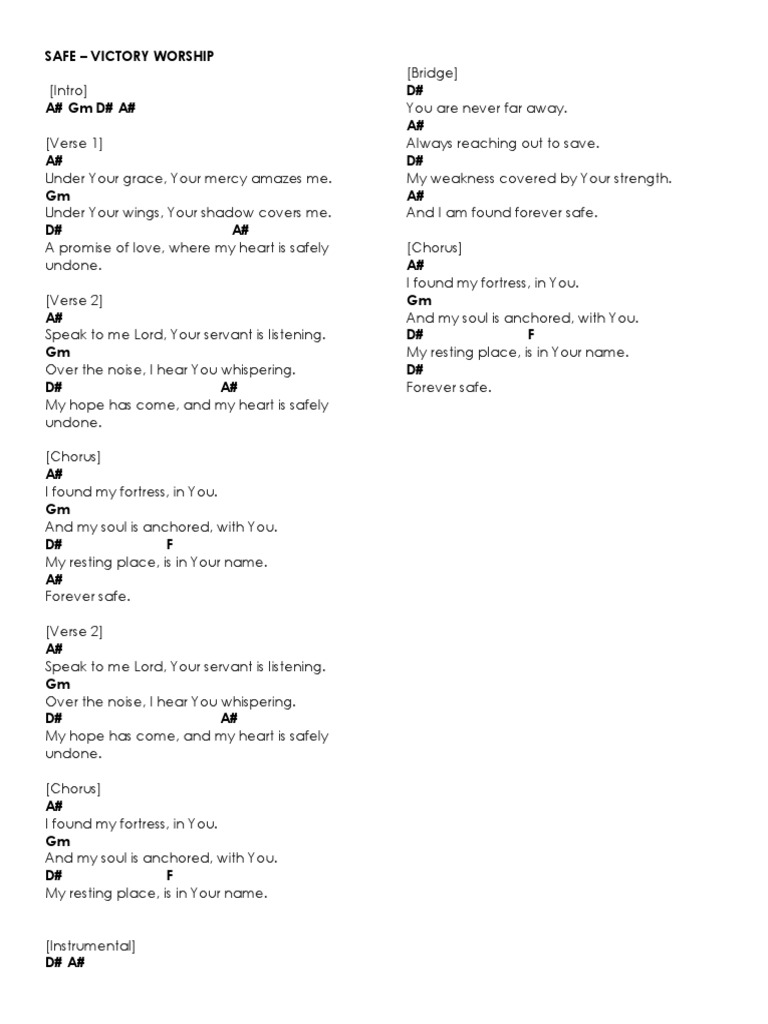 Safe - Victory Worship D# A# D# A# | PDF | Song Structure | Musical ...
