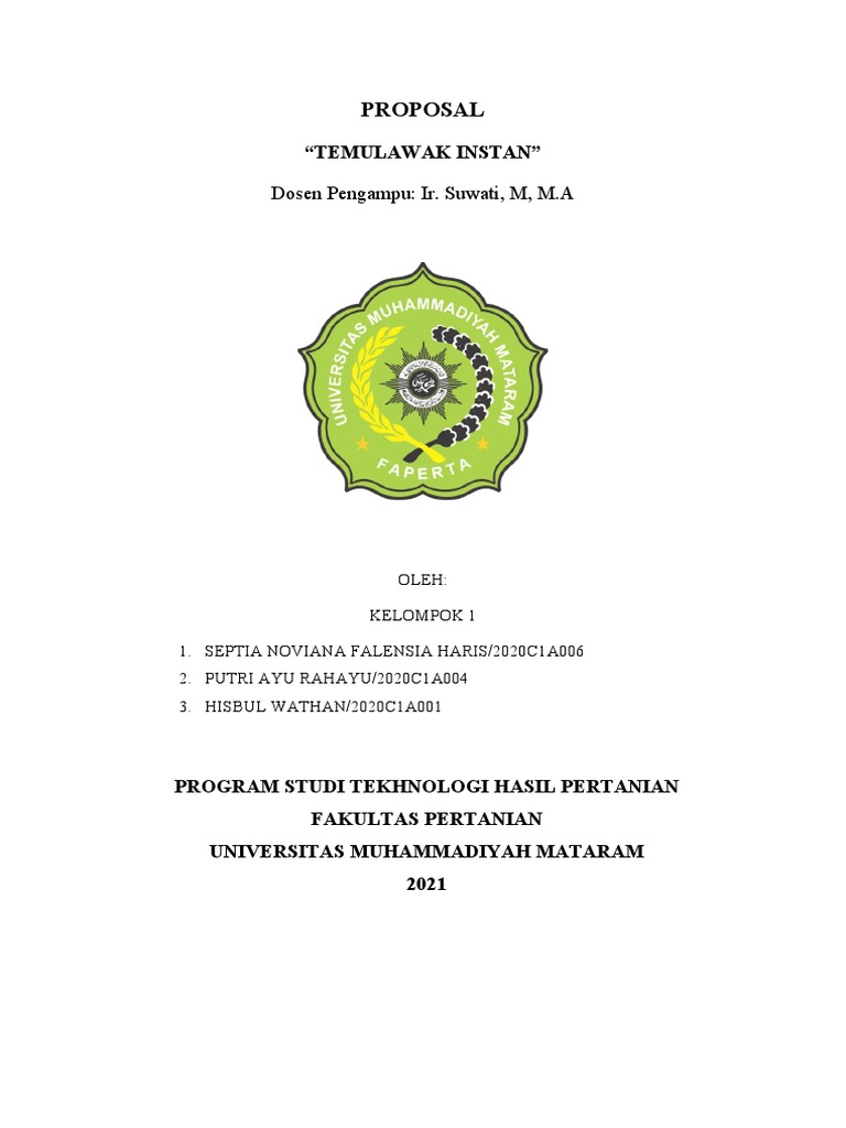 Proposal Usaha Temulawak Instan | PDF | Pengembangan Diri | Kesehatan ...