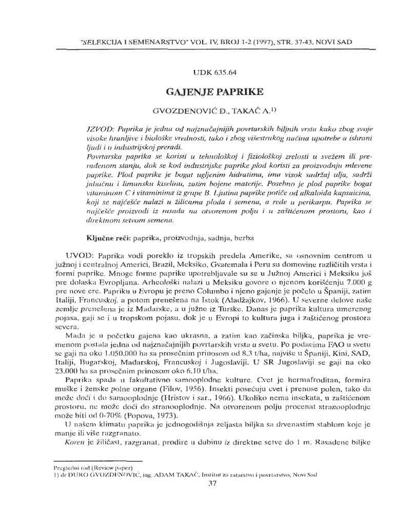 PAPRIKA - Gajenje Paprike | PDF