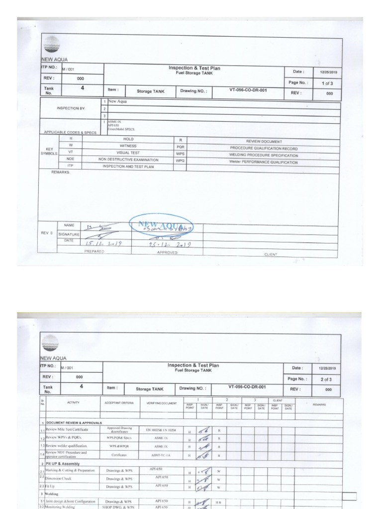 Inspection Test Plan | PDF