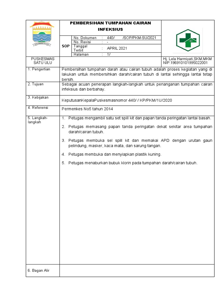 Sop Pembersihan Tumpahan Cairan Infeksius | PDF