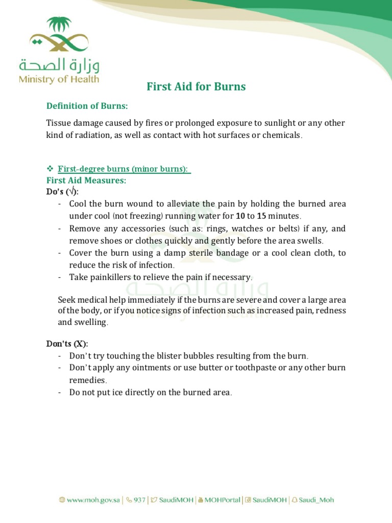 First Aid For Burns | PDF | Burn | Clinical Medicine