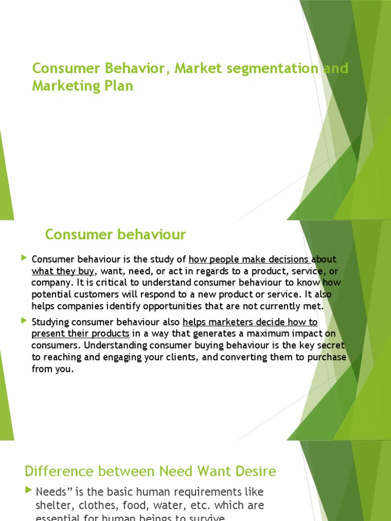 Consumer Behavior, Market Segmentation and Marketing Plan | Download ...