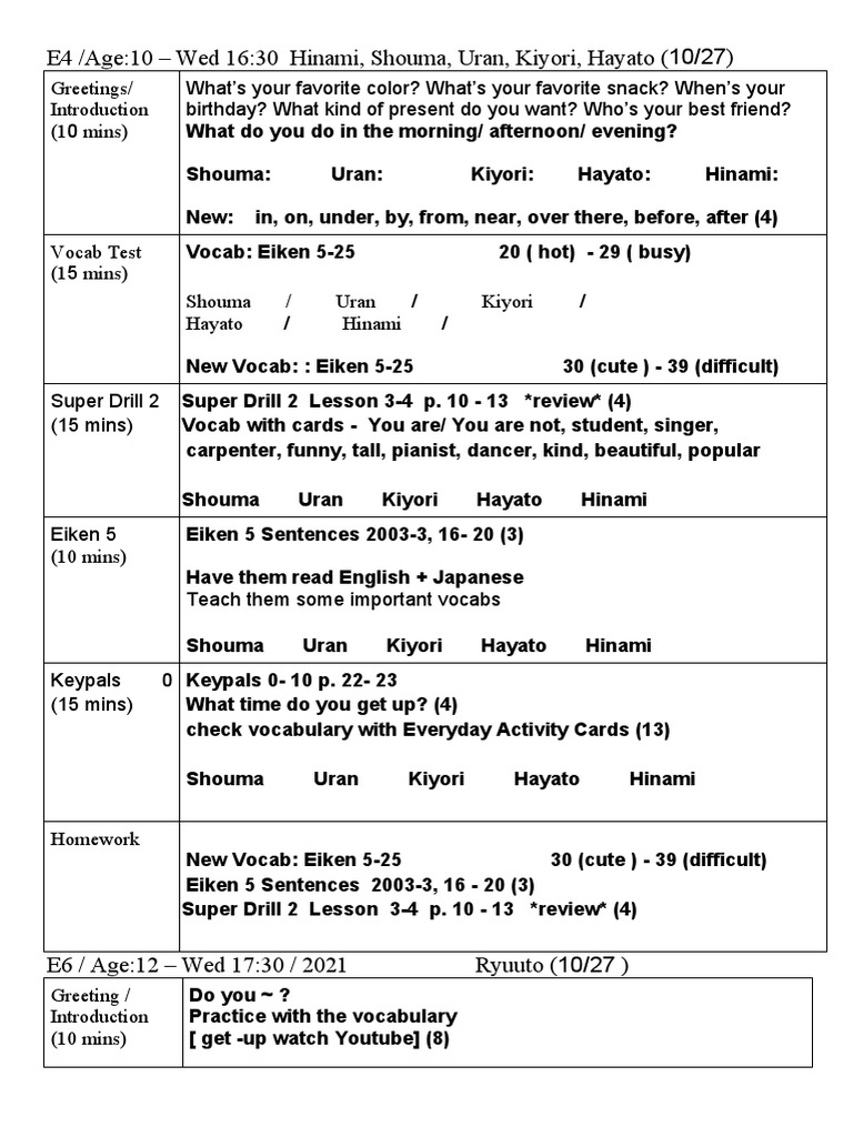 Eiken Vocabulary and Conversation Lessons | PDF | Grammar | Language ...