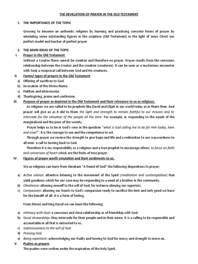 Prayer in the Old Testament | PDF | Prayer | Intercession