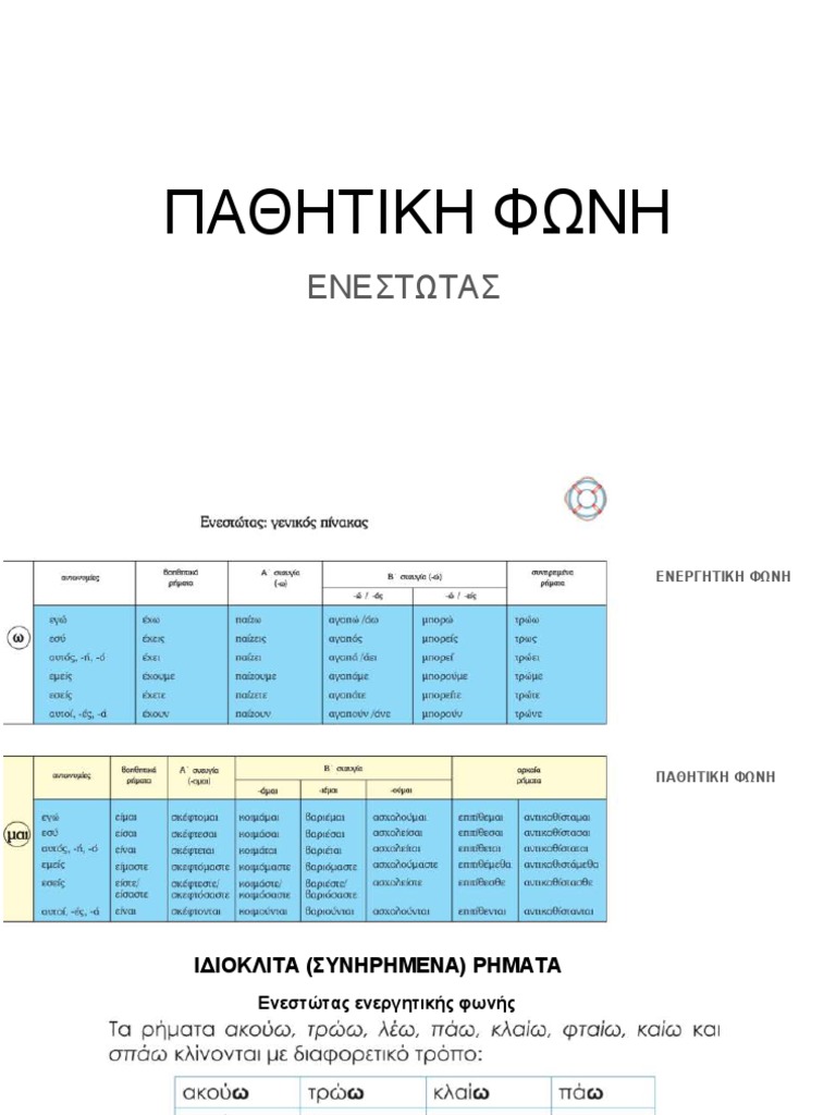 ΠΑΘΗΤΙΚΗ ΦΩΝΗ ΕΝΕΣΤΩΤΑΣ | PDF