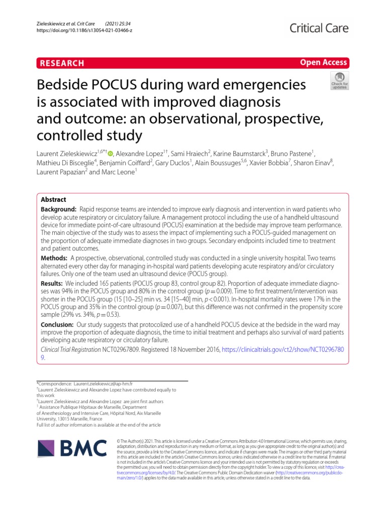 Bedside POCUS During Ward Emergencies Is Associated With Improved ...