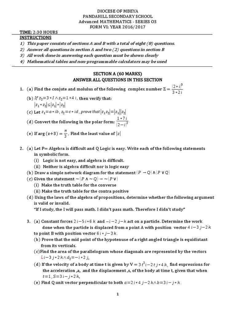 Advanced Mathematics - Series 03 Form Vi | PDF | Trigonometric ...