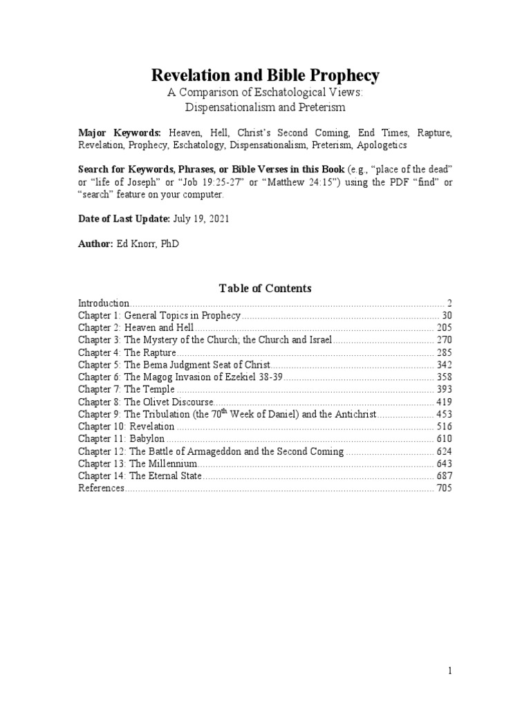 Comparison of Eschat Models | PDF | Dispensationalism | Christian ...