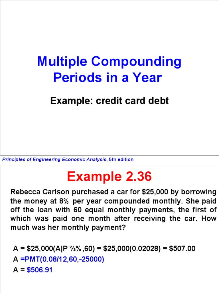 Multiple Compounding Periods in A Year: Example: Credit Card Debt | PDF ...