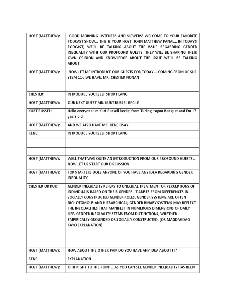 SCRIPT | Download Free PDF | Gender Inequality | Gender Studies