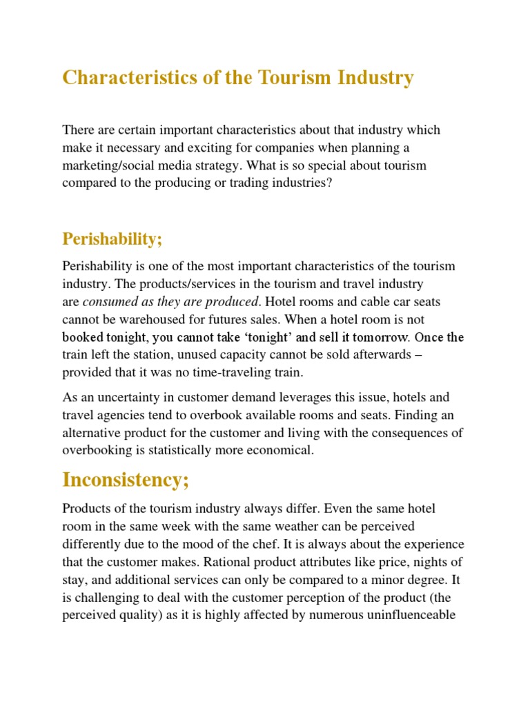 Characteristics of The Tourism | PDF | Tourism | Customer