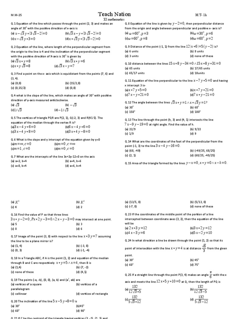 Straight Line Test | PDF | Triangle | Angle