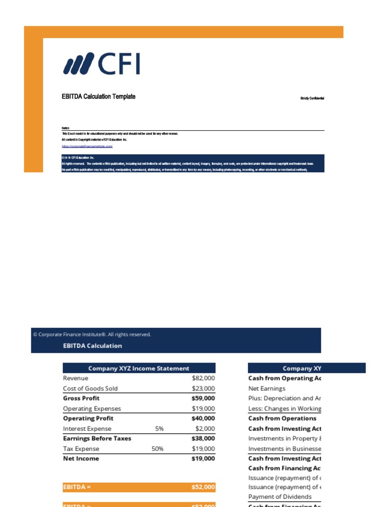 EBITDA Calculation Template: Strictly Confidential | PDF | Economies | Taxes