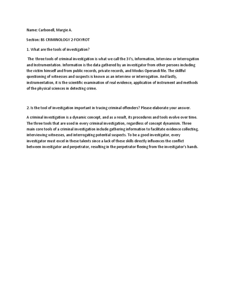 Tools in Criminal Investigation | PDF