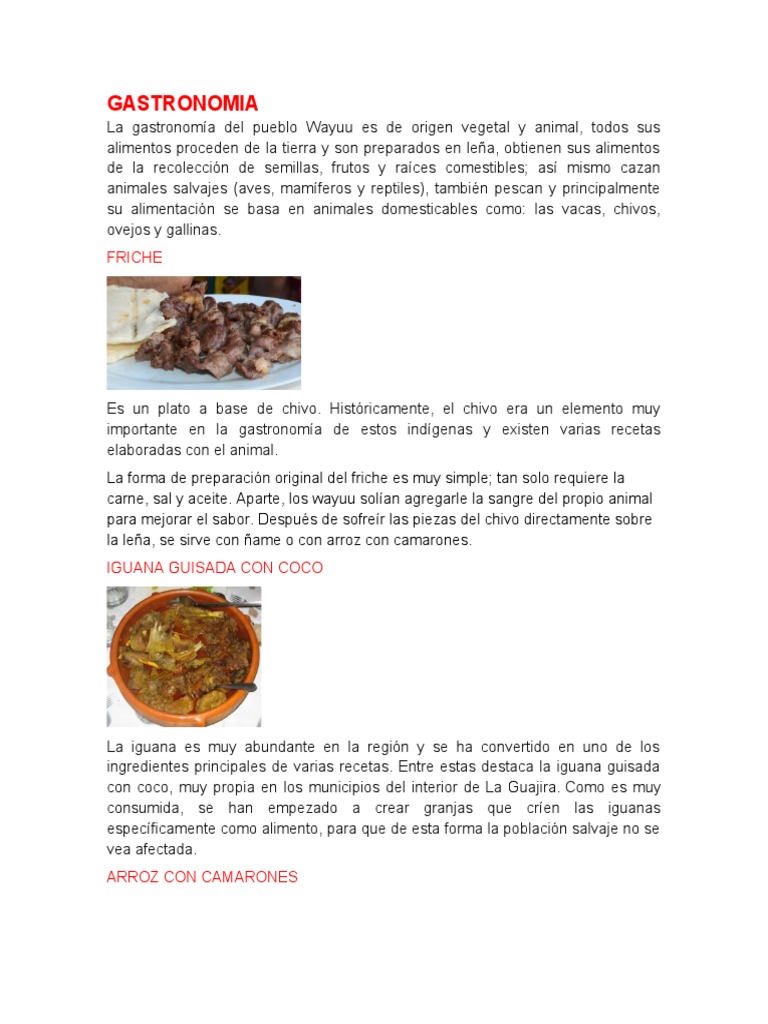 Cultura Wayuu | PDF | Cocina española | Alimentos