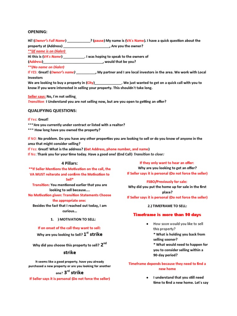 Property Selling Call Script Guide | PDF | Real Estate Broker | Sales