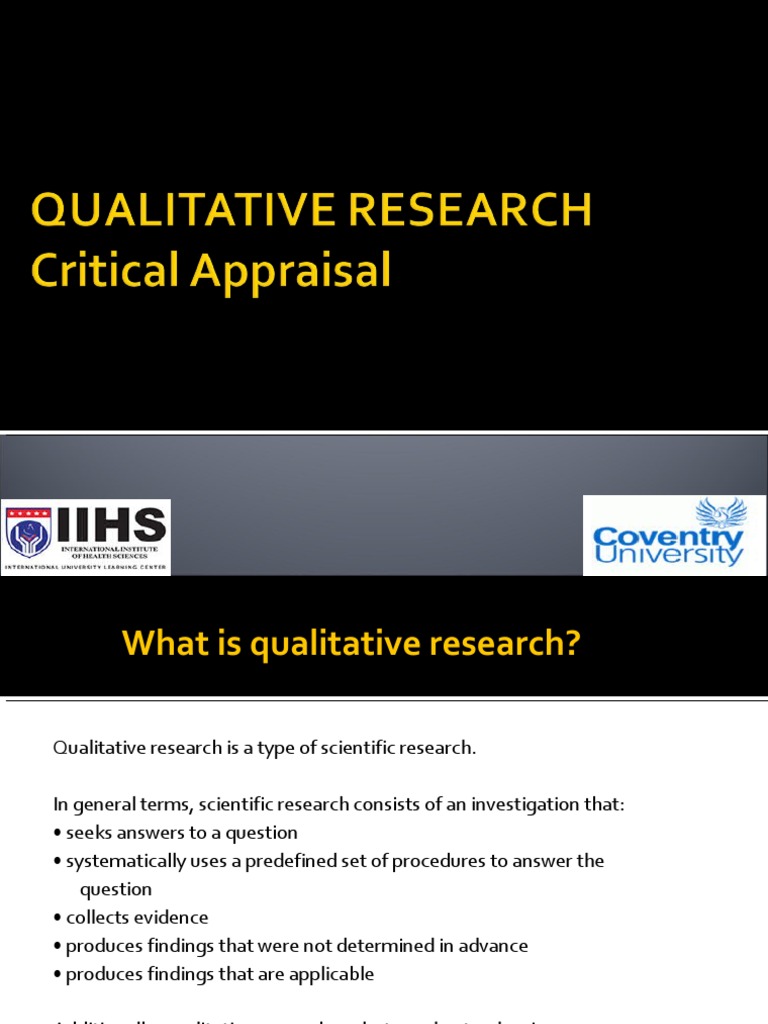 06 Critical Appraisal of Qualitative Research 2 | PDF | Sampling ...