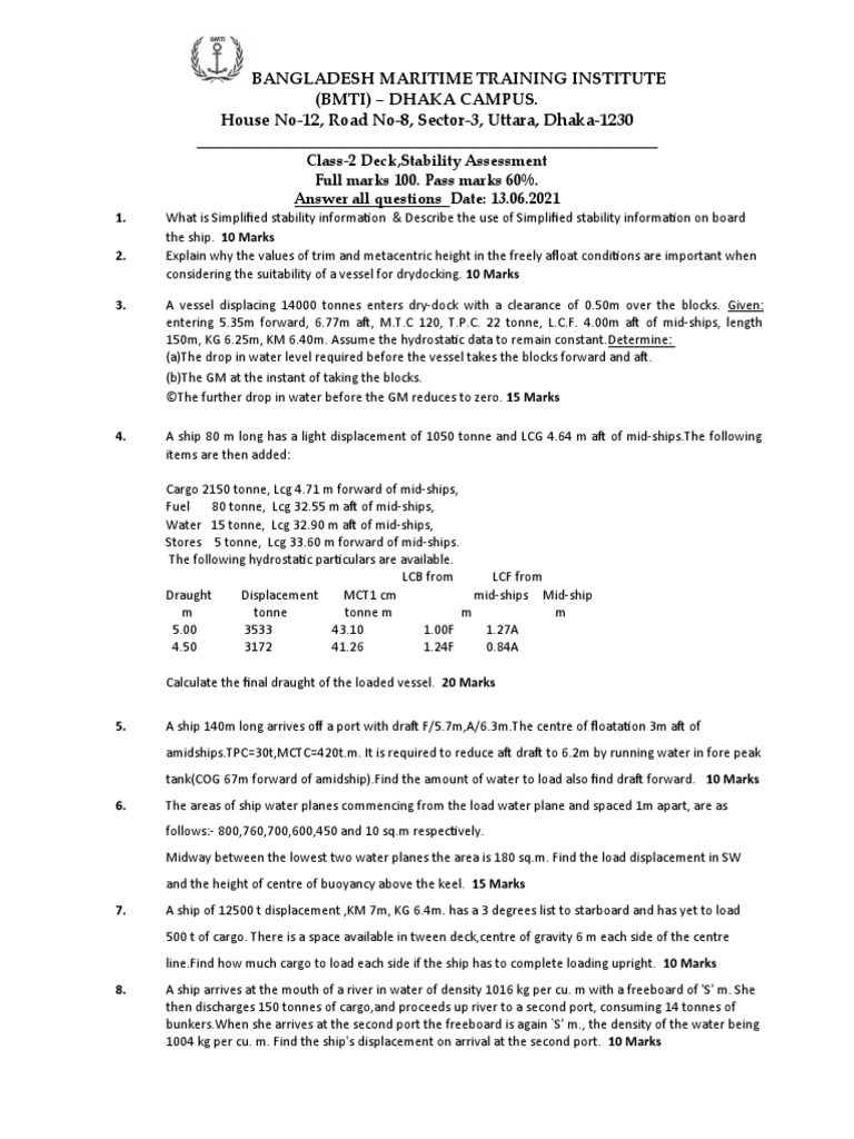 Question Set-4 | PDF | Ships | Water Transport
