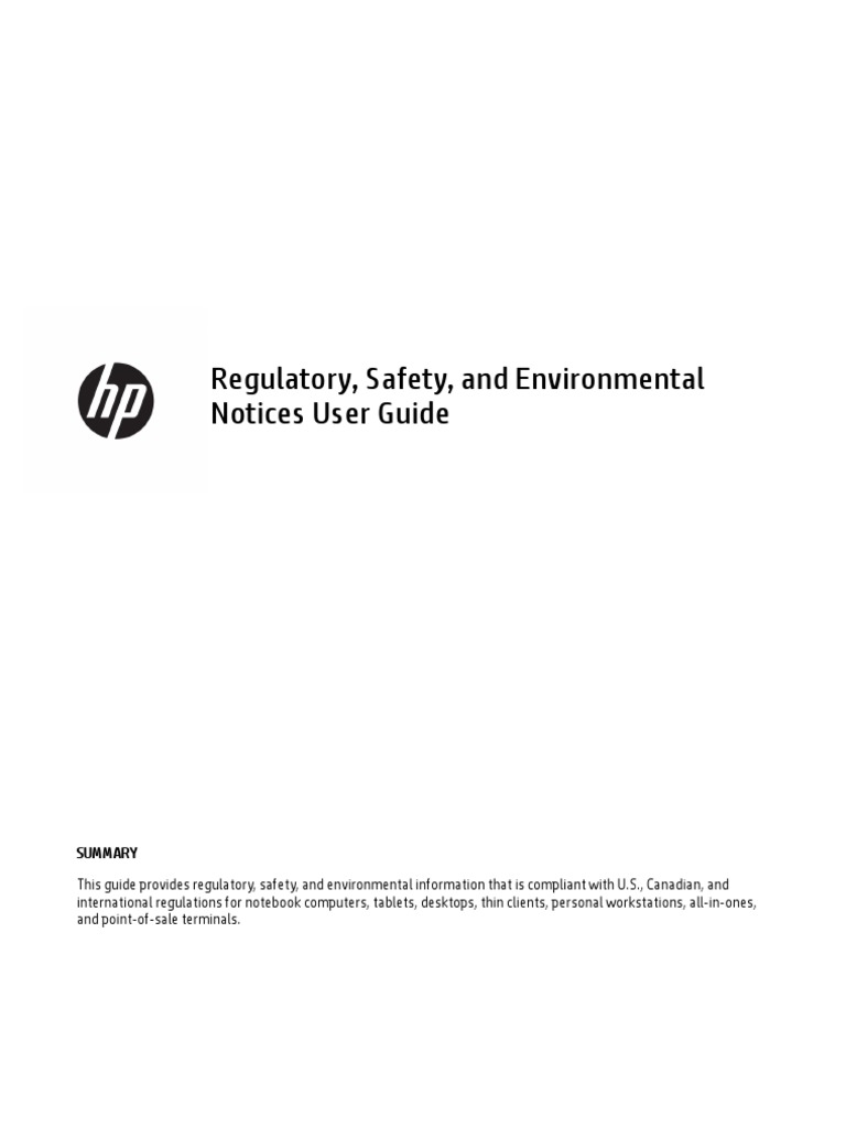 Regulatory, Safety, and Environmental Notices User Guide | PDF ...