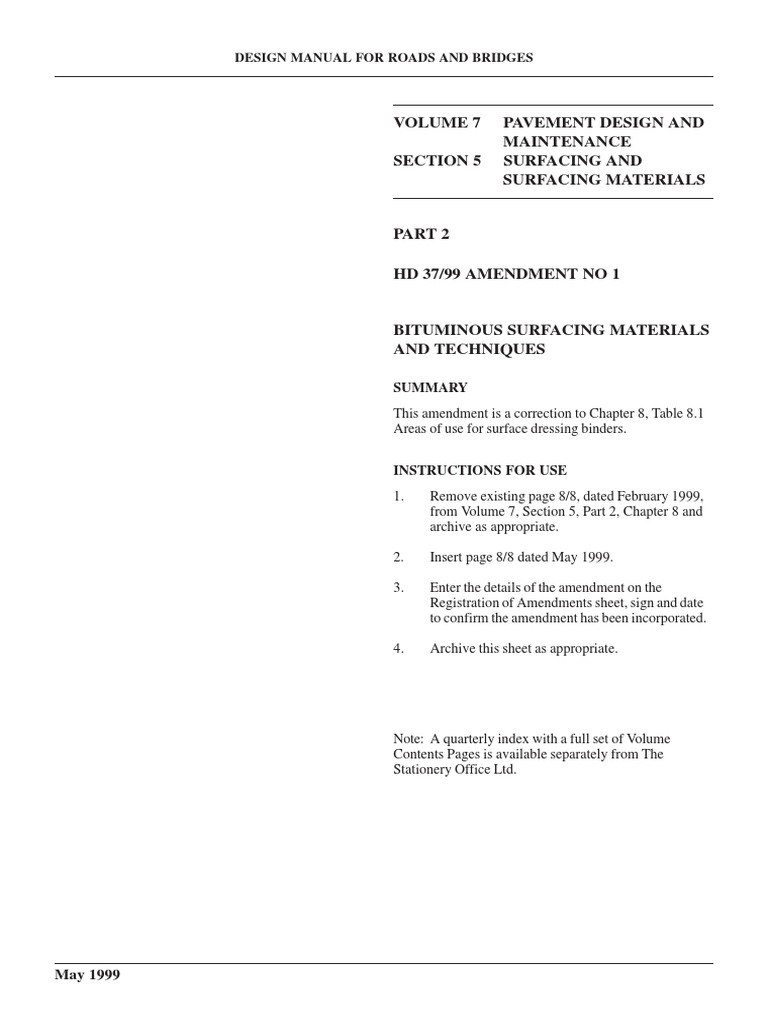 DMRB hd3799 Bituminous Surfacing Materials and Techniques | PDF | Road Surface | Asphalt