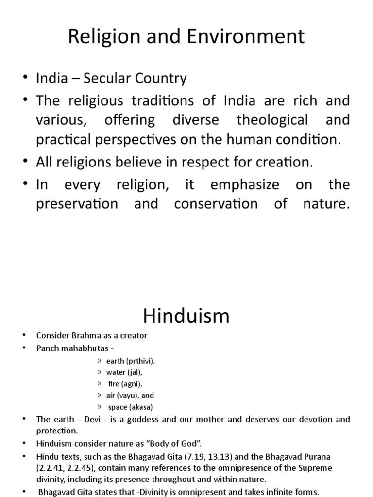 Religion and Environment | PDF | Devi | Vedas