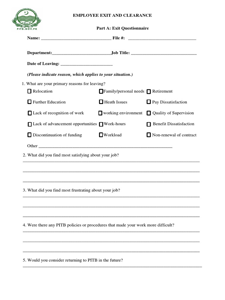 Exit Clearance Form | PDF | Business