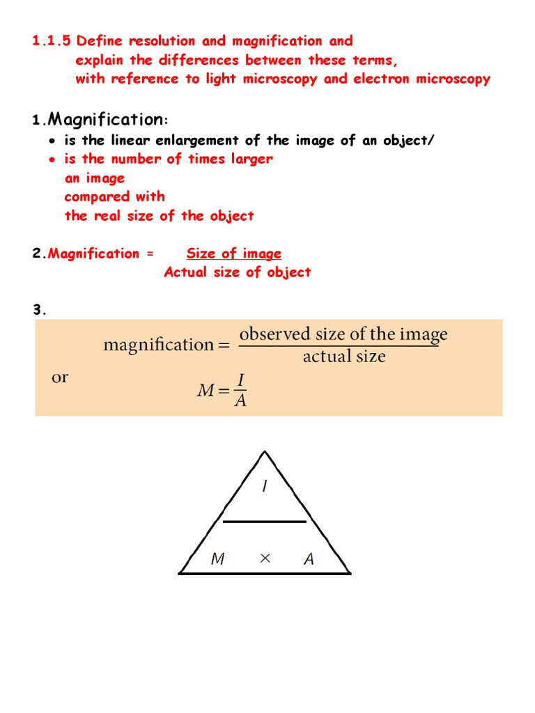 1.1.5 5 Define Resolution and Magnification and Explain The Differences Between These Terms ...