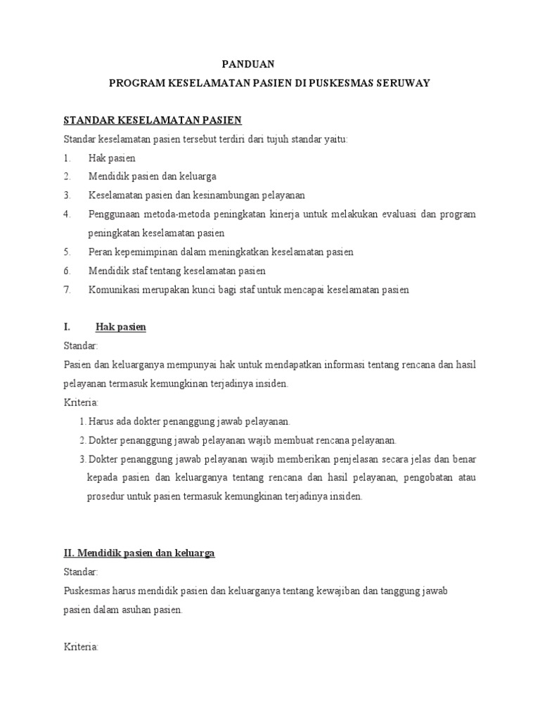 Panduan Keselamatan Pasien | PDF | Kesehatan Holistik | Sains & Matematika