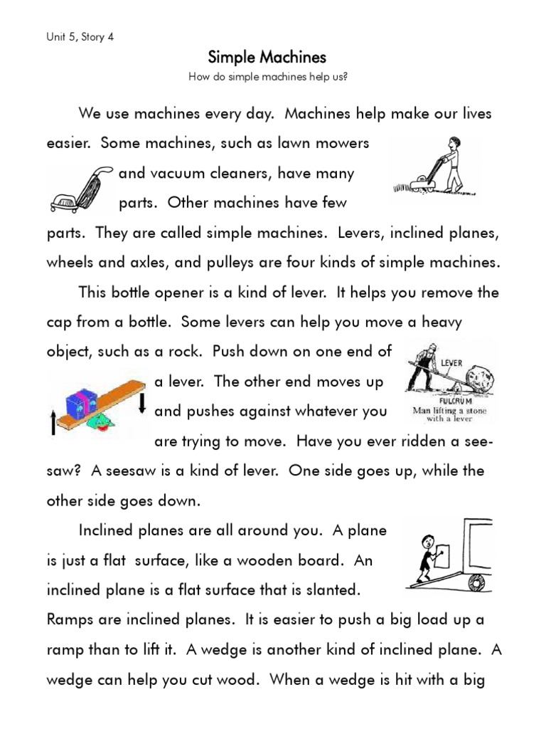Unit 5, Story 4 How Do Simple Machines Help Us? | PDF