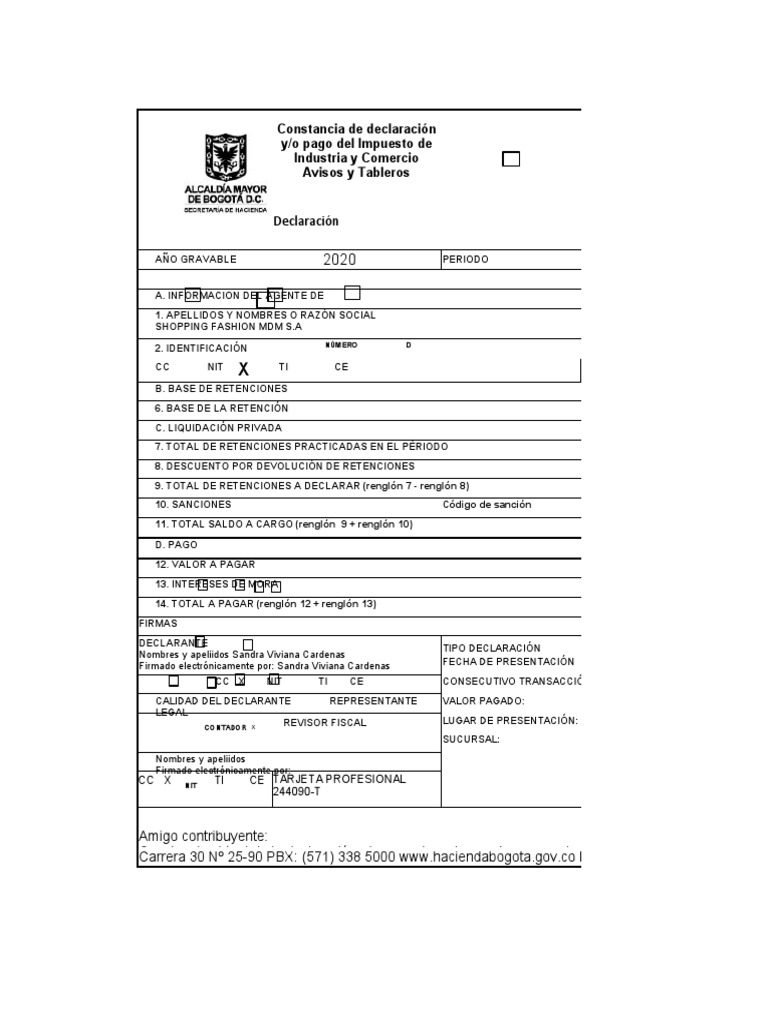 Formularios Ica | PDF | Tarjeta de débito | Impuestos