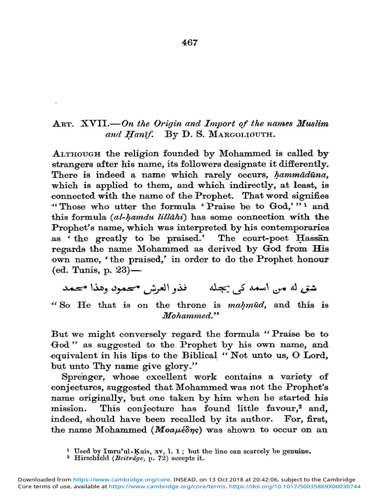 Origin of Muslim and Hanif Names | PDF | Muhammad | Quran