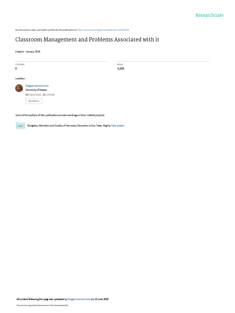 Classroom Management and Problems Associated With It: January 2018 ...