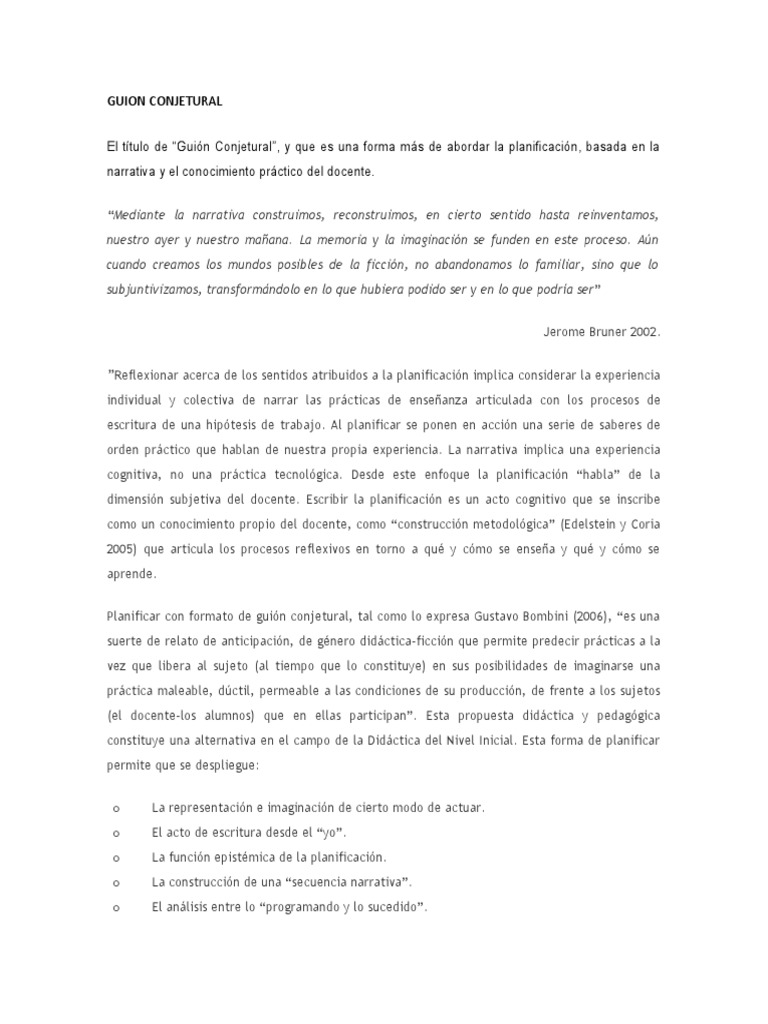 Guion Conjetural 1 | PDF | Aprendizaje | Planificación
