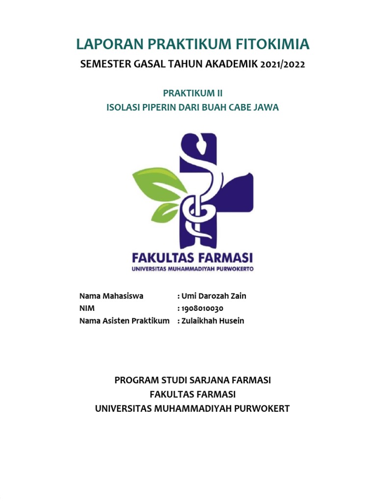 Laporan Praktikum Fitokimia: Semester Gasal Tahun Akademik 2021/2022 | PDF