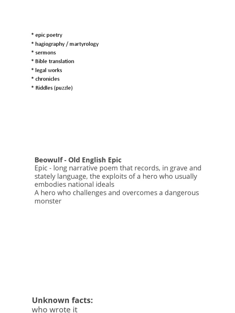 Beowulf: The Oldest English Epic Poem | PDF | Classics