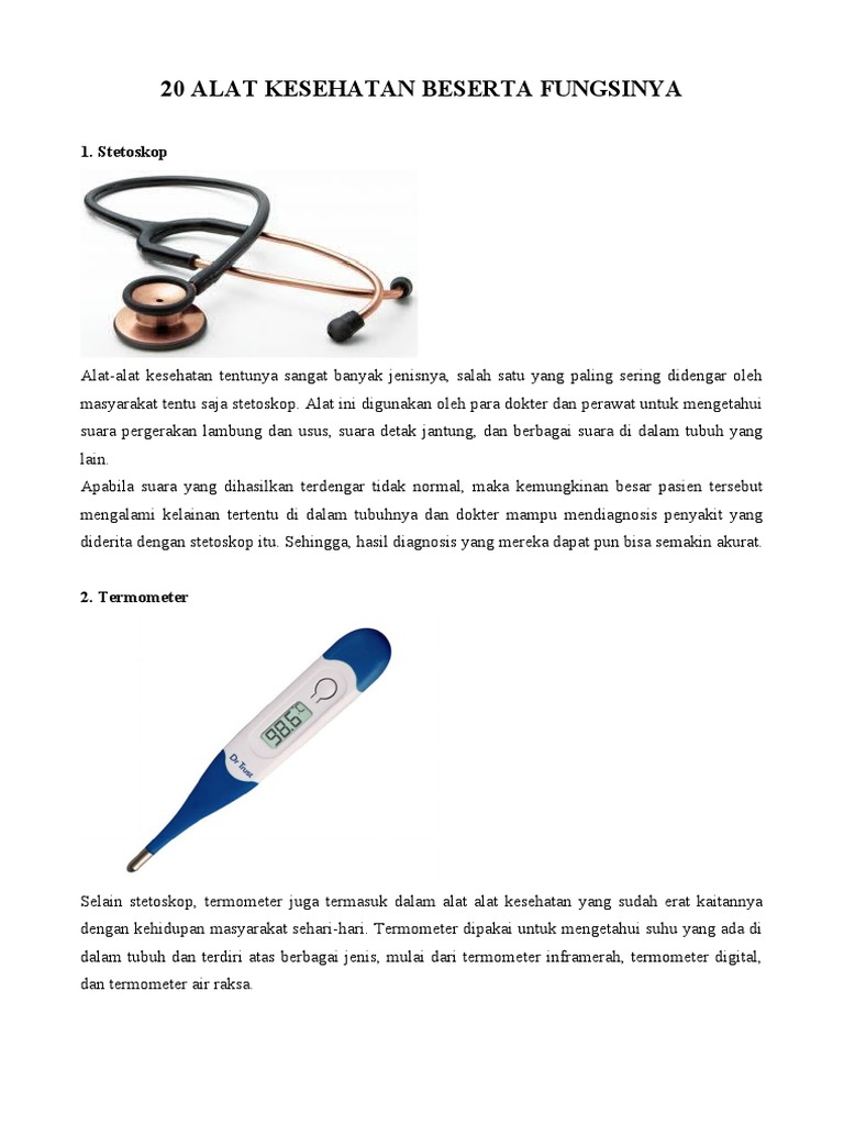 20 Alat Kesehatan Beserta Fungsinya | PDF