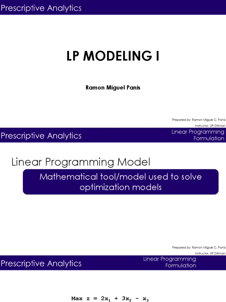 LP Modeling I | PDF | Linear Programming | Mathematical Optimization