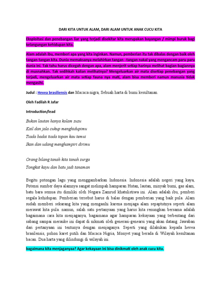 Melindungi Alam dan Kekayaan Bacan | PDF