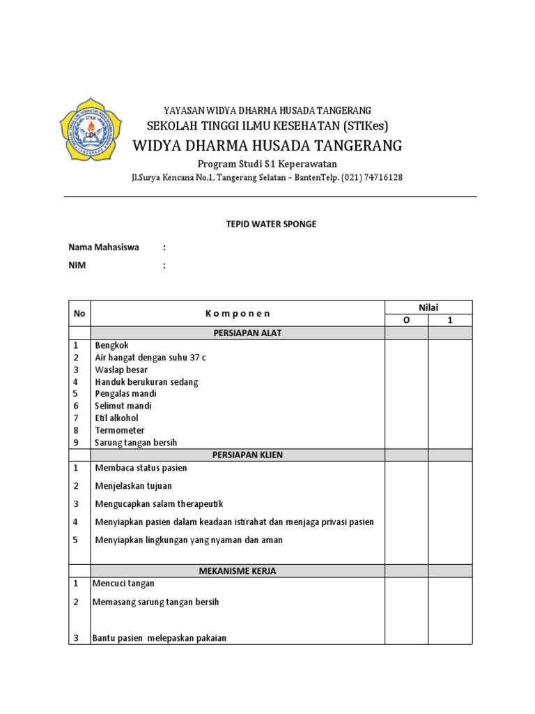 Prosedur Tepid Water Sponge Keperawatan | PDF