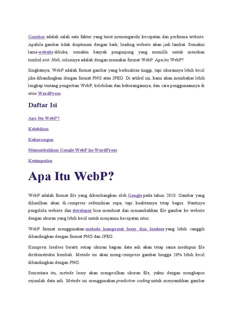 Optimasi Gambar WebP di WordPress | PDF | Komputer