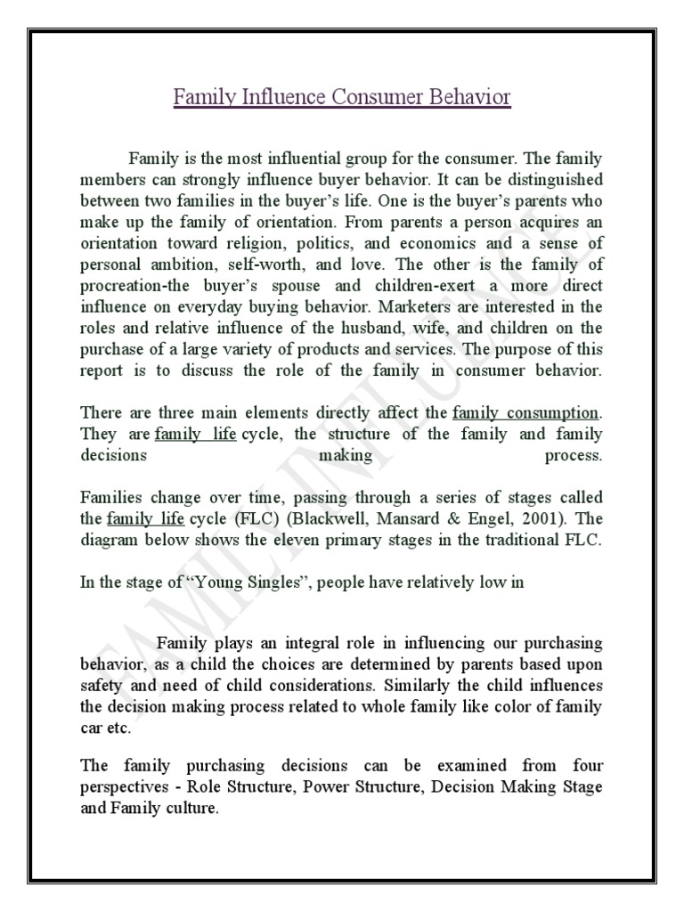 Family Influence on Consumer Behavior | PDF | Business | Family