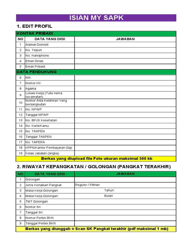 Blanko Isian My Sapk | PDF