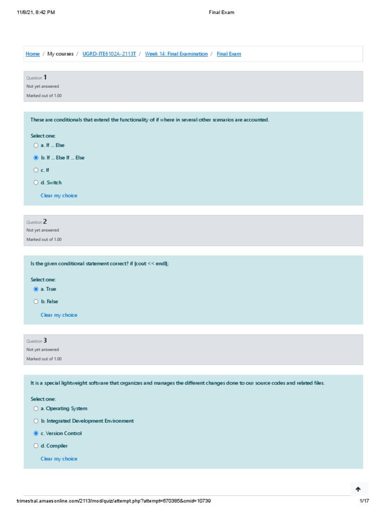 My Courses: Home UGRD-ITE6102A-2113T Week 14: Final Examination Final ...