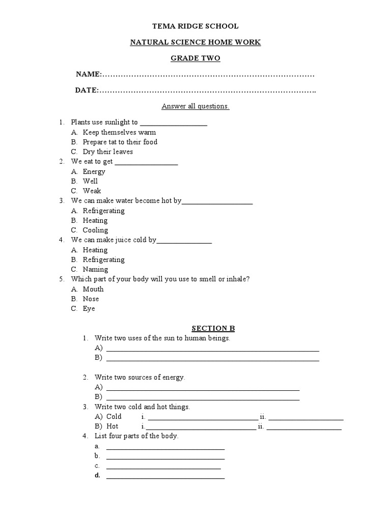 Grade 2 HW Science | PDF