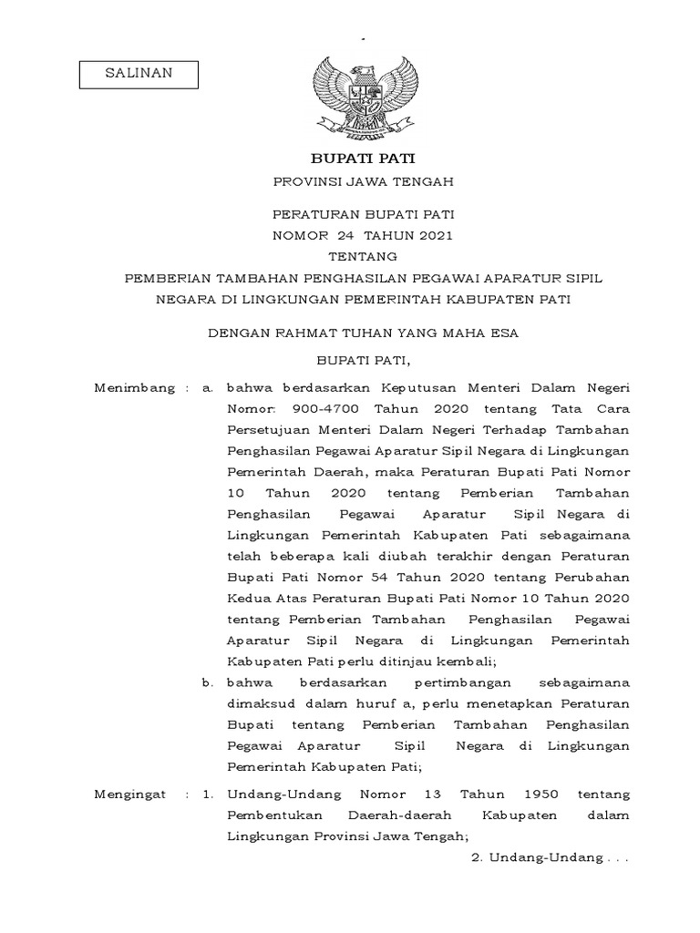 24 Perbup No 24 Tahun 2021 TTG Tpp-Asn | PDF