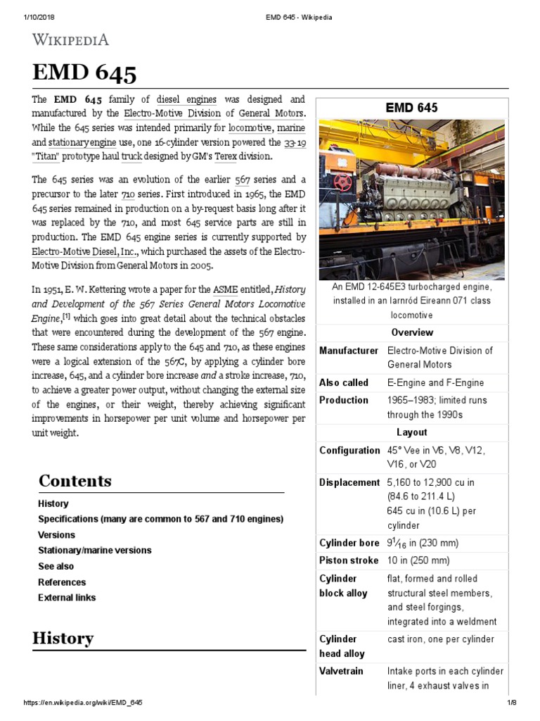 And Development of The 567 Series General Motors Locomotive Engine ...