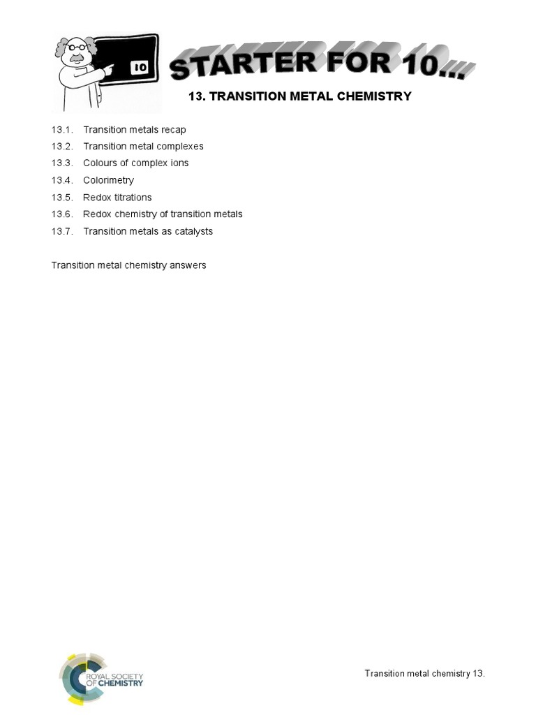 Transition Metal Chemistry | PDF | Catalysis | Redox