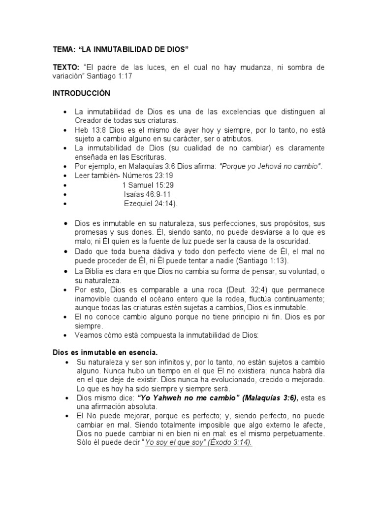 Devocional Sobre La Inmutabilidad de Dios | PDF | Dios | Oración